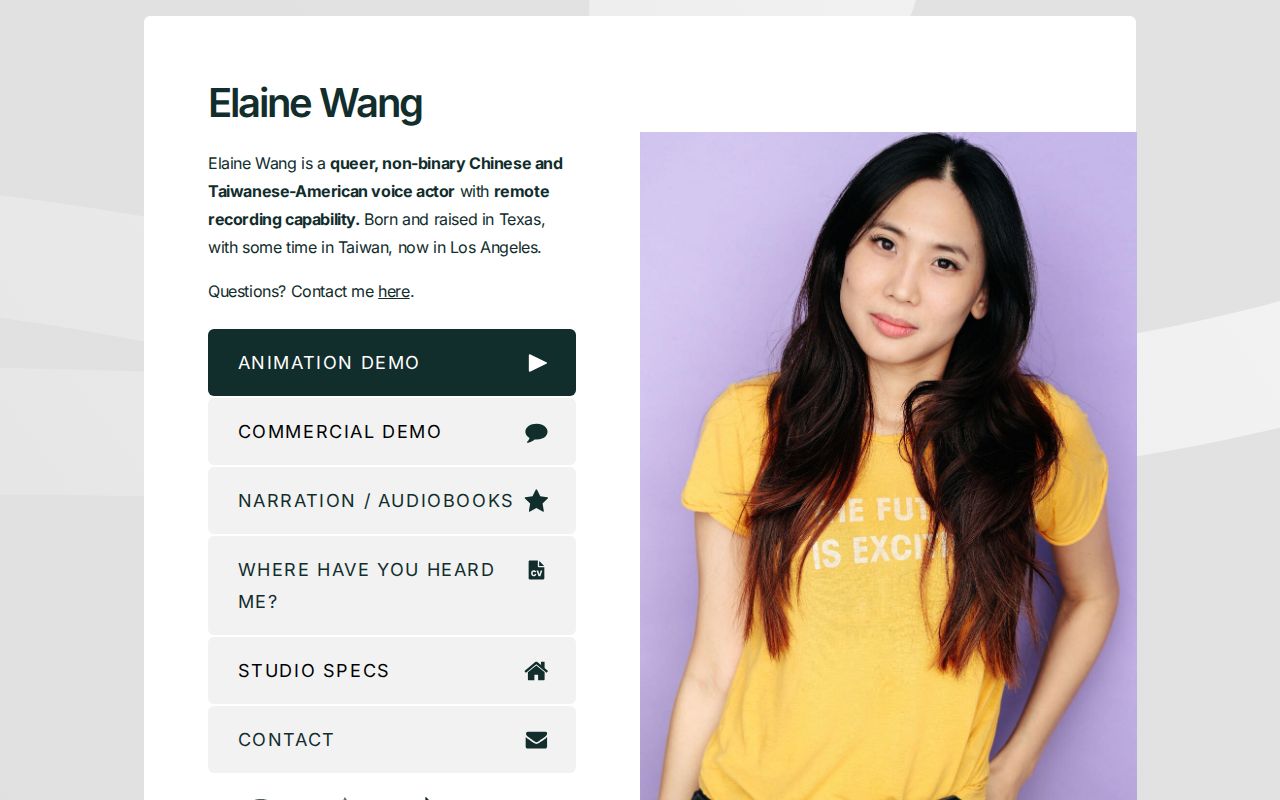 Elaine Wang - Voice Over